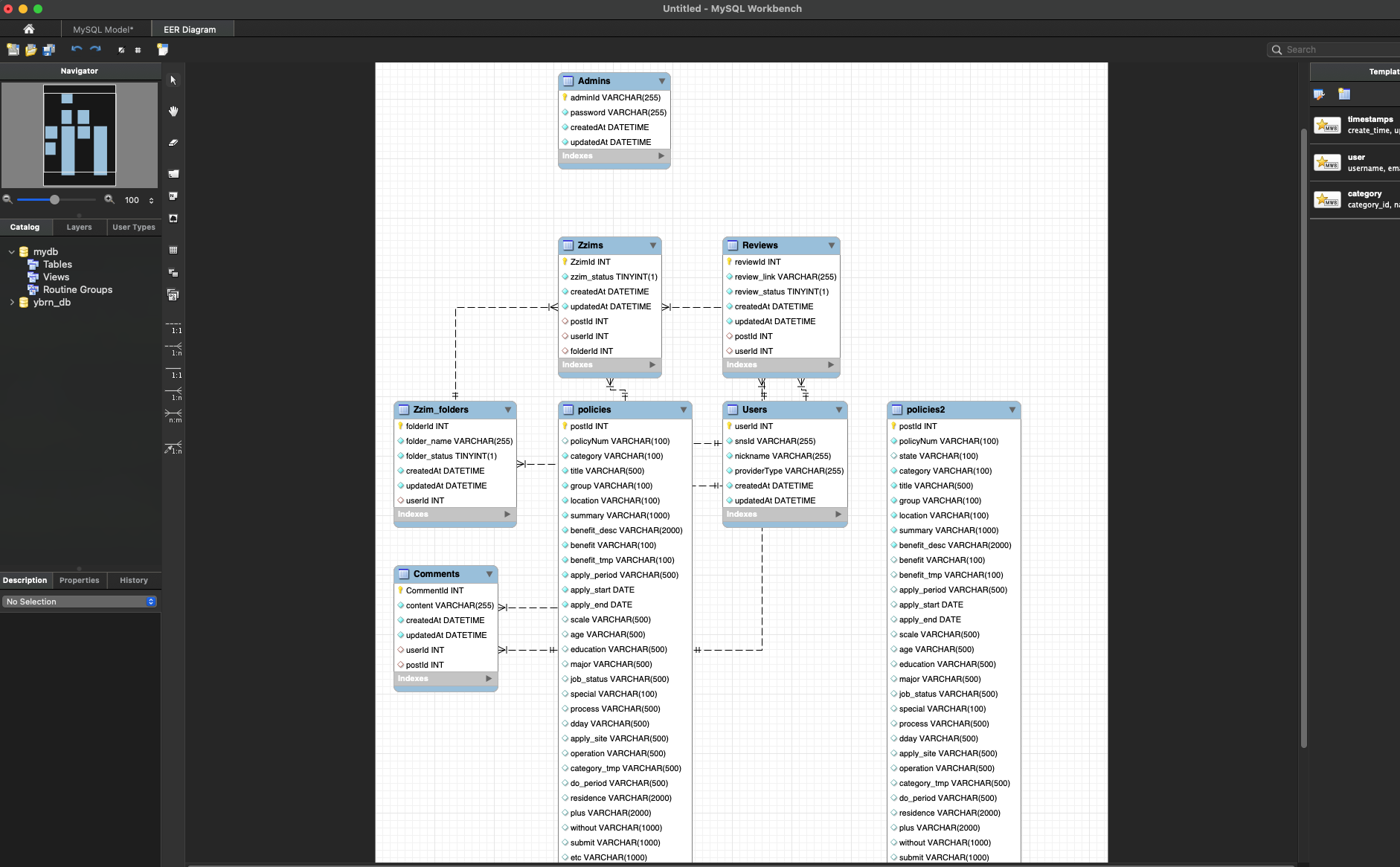 [mysql] Workbench로 Erd다이어그램 생성하기